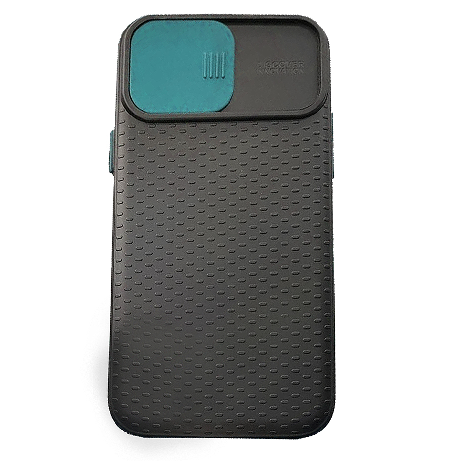 Чехол силиконовый для iPhone SE 2020/7/8 с защитой для камеры темно-серый с зеленым