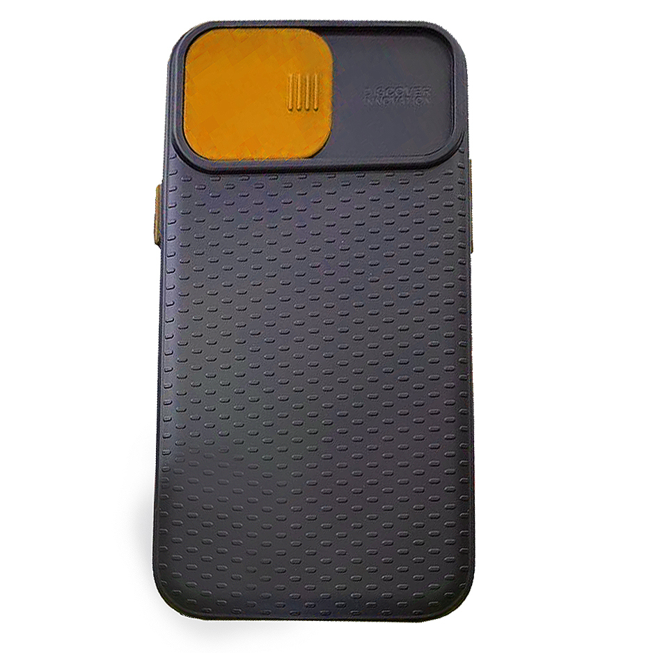 Чехол силиконовый для Samsung Galaxy A71 с защитой для камеры темно-серый с оранжевым