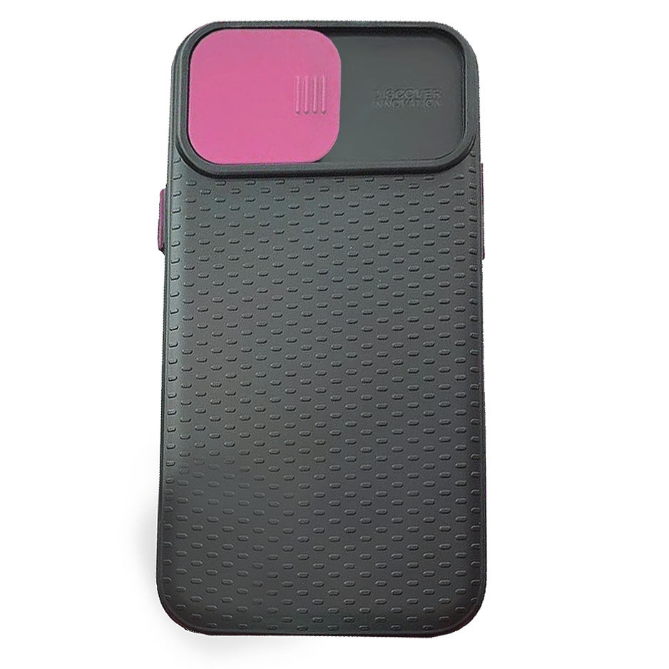 Чехол силиконовый для Samsung Galaxy A71 с защитой для камеры темно-серый с розовым