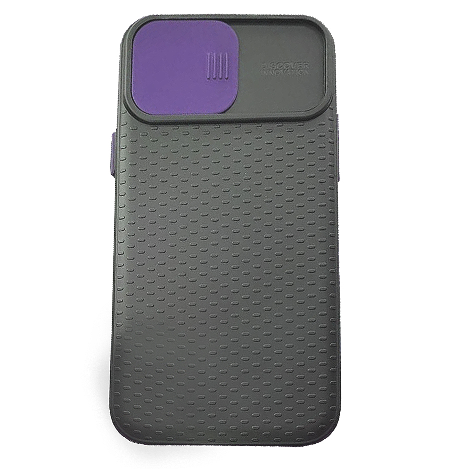 Чехол силиконовый для iPhone 11 6.1 с защитой для камеры темно-серый с фиолетовым