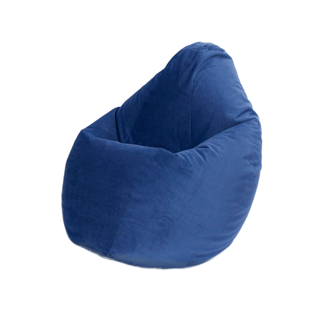 Кресло мешок WowPuff ГРУША средняя велюр 120 см, синий