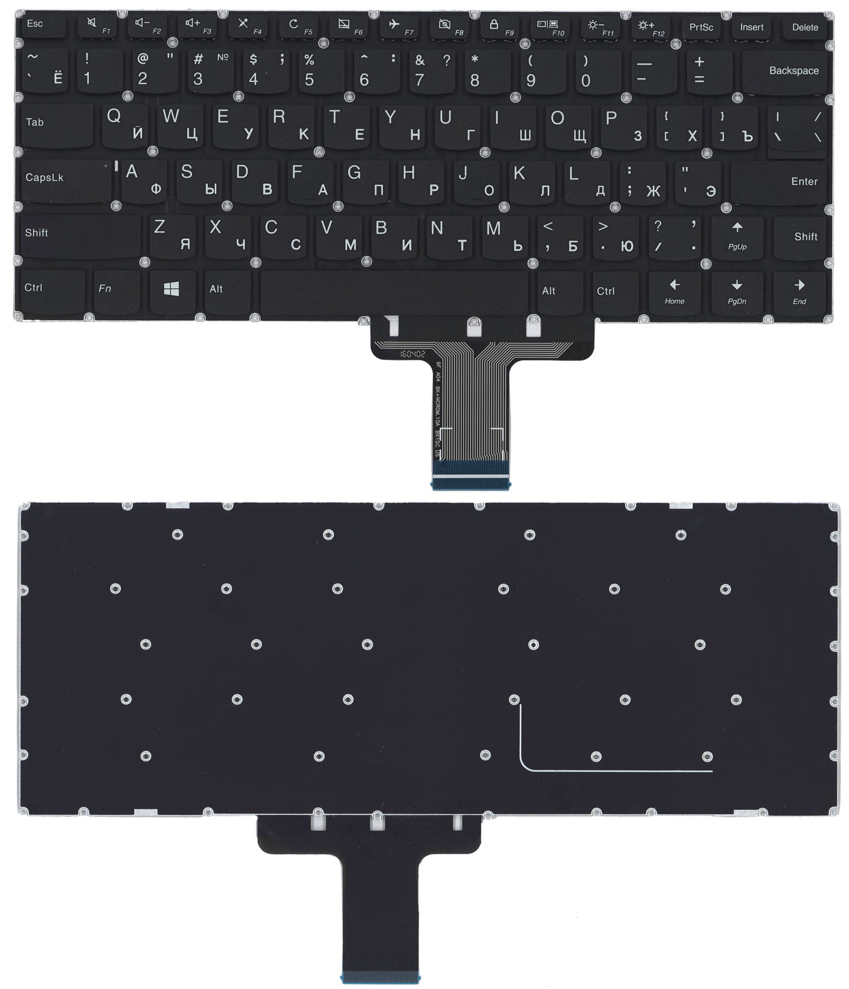 Клавиатура для ноутбука Lenovo Ideapad 510S 510S-14IKB черная без рамки