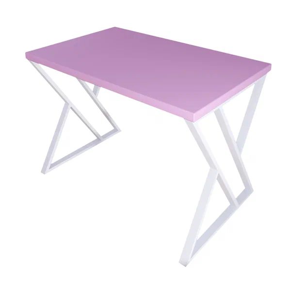 Стол кухонный Solarius Loft с Z-образными ножками 120х60х75, розовый с белыми ножками