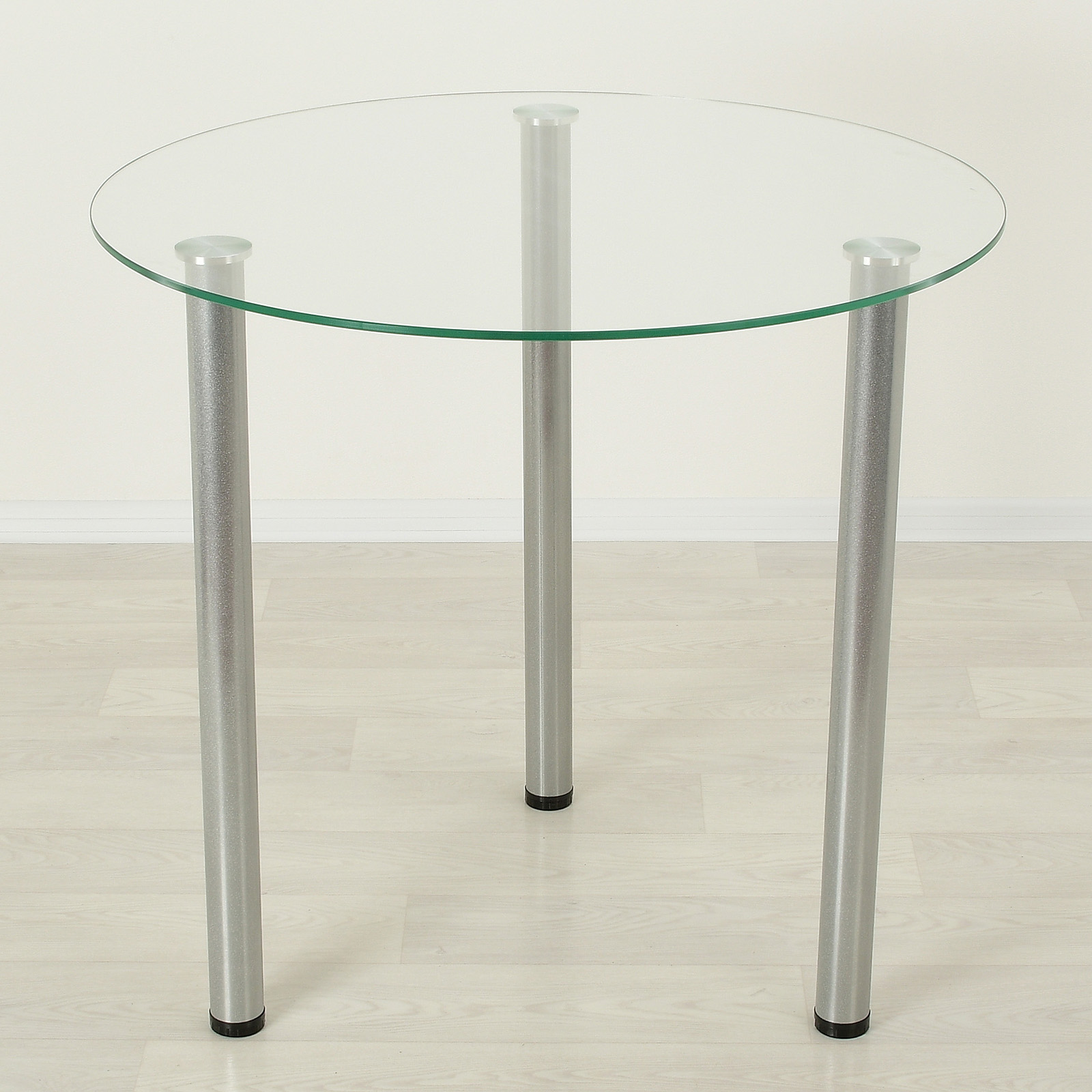 Стеклянный стол Mebel Apartment Эдель 18-3 прозрачный/металлик D70