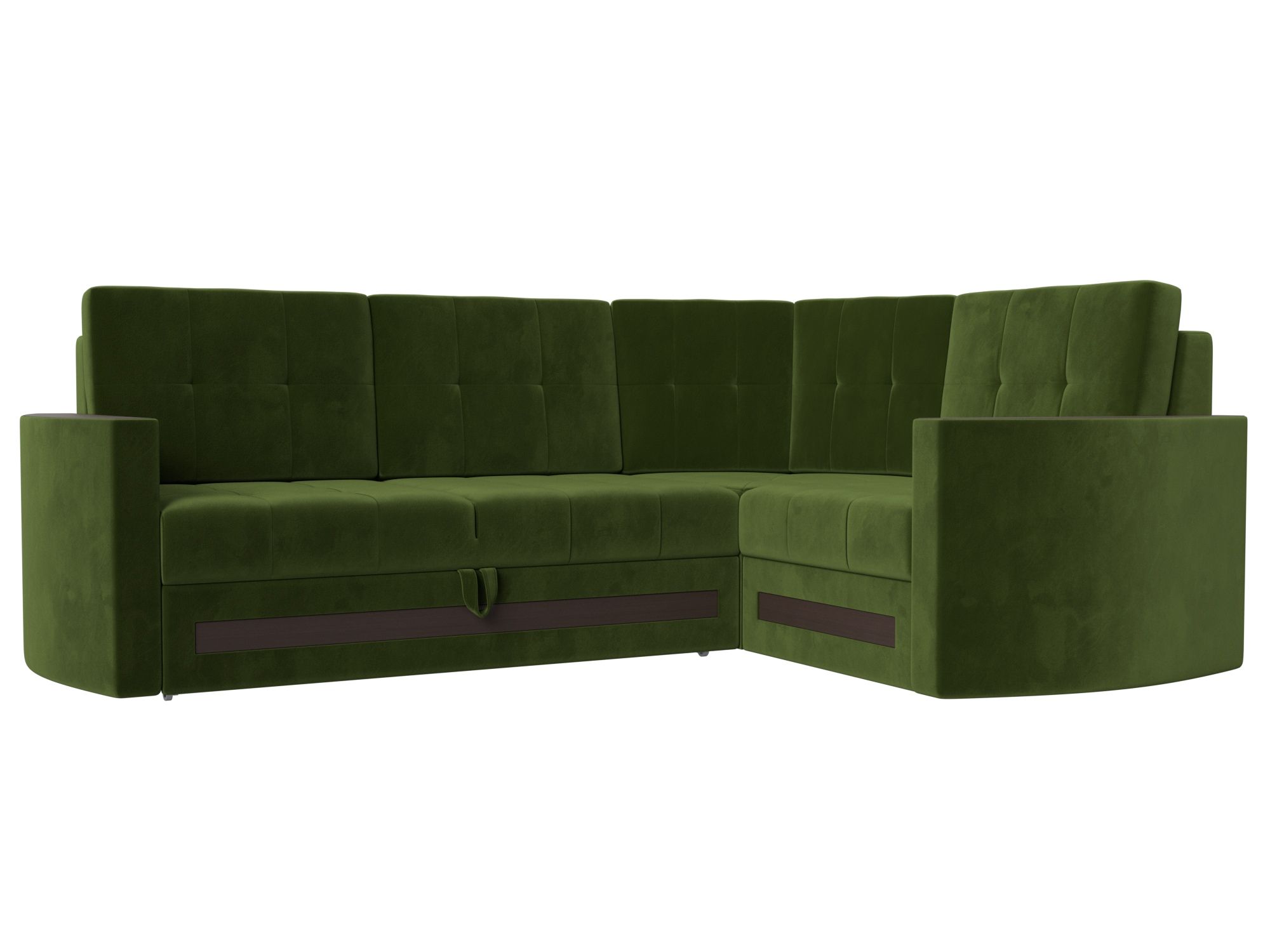 Угловой диван Белла правый микровельвет зеленый