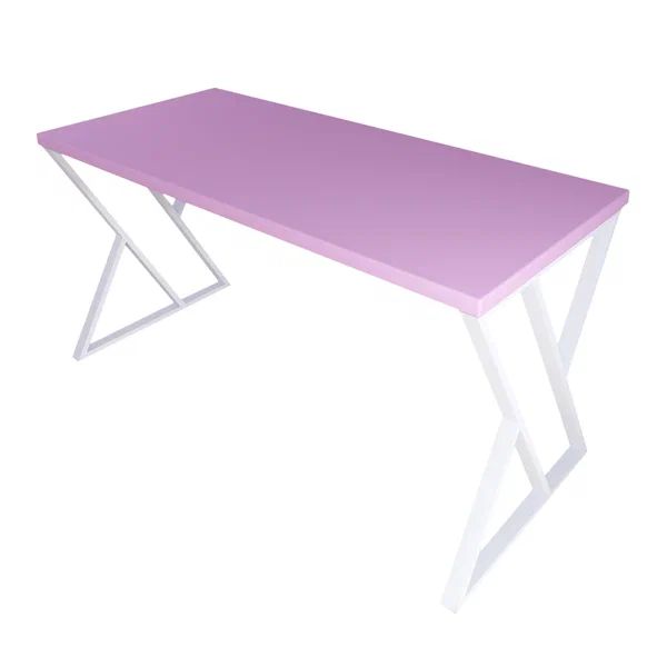 Стол кухонный Solarius Loft с Z-образными ножками 130х60х75, розовый с белыми ножками