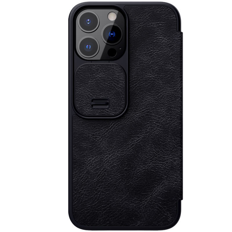 Кожаный чехол-книжка Nillkin Leather Qin Pro c защитой камеры для iPhone 13 Pro (черный)