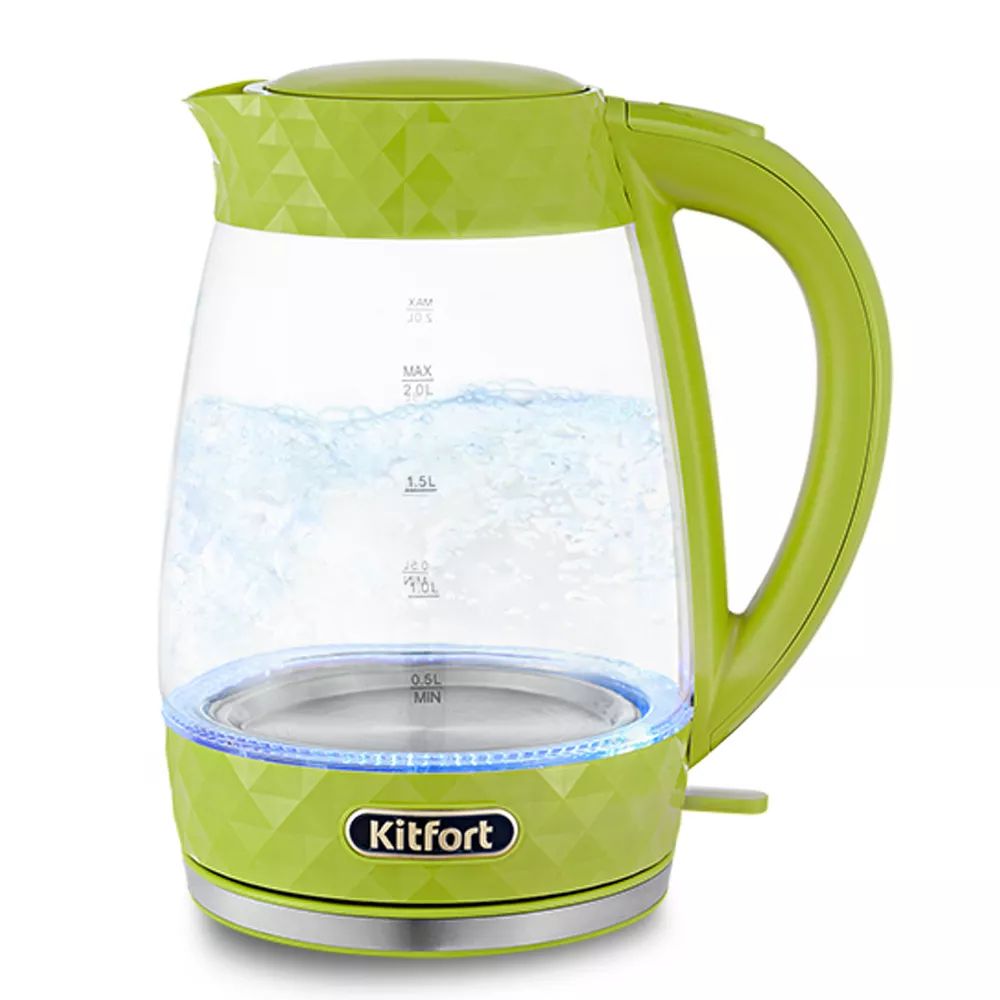 Чайник электрический KITFORT KT-6123-2 2 л зеленый, прозрачный