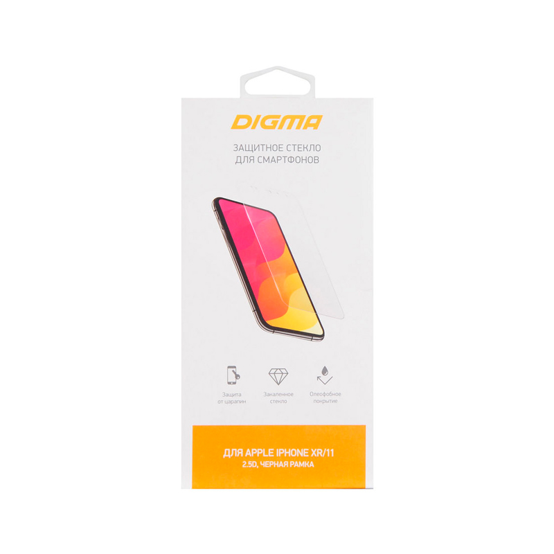 Защитное стекло для экрана Digma для Apple iPhone XR/11 2.5D, 1 шт, черный [dgg2ap11xa]