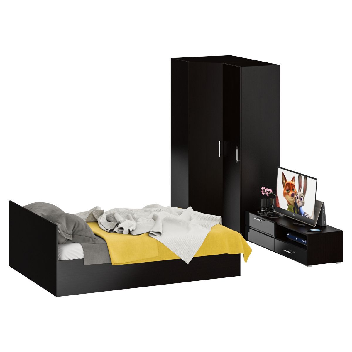 Мебель для спальни СВК Стандарт № 4 1400 венге/чёрный глянец