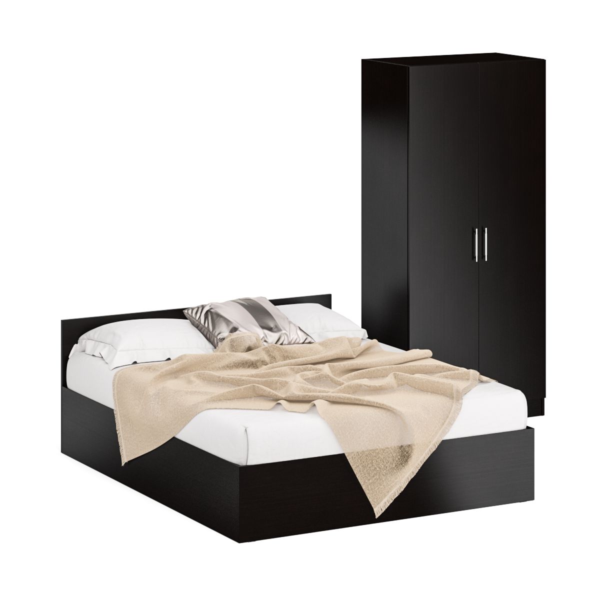 Кровать двуспальная со шкафом для одежды СВК Стандарт 1600+Ш2 венге