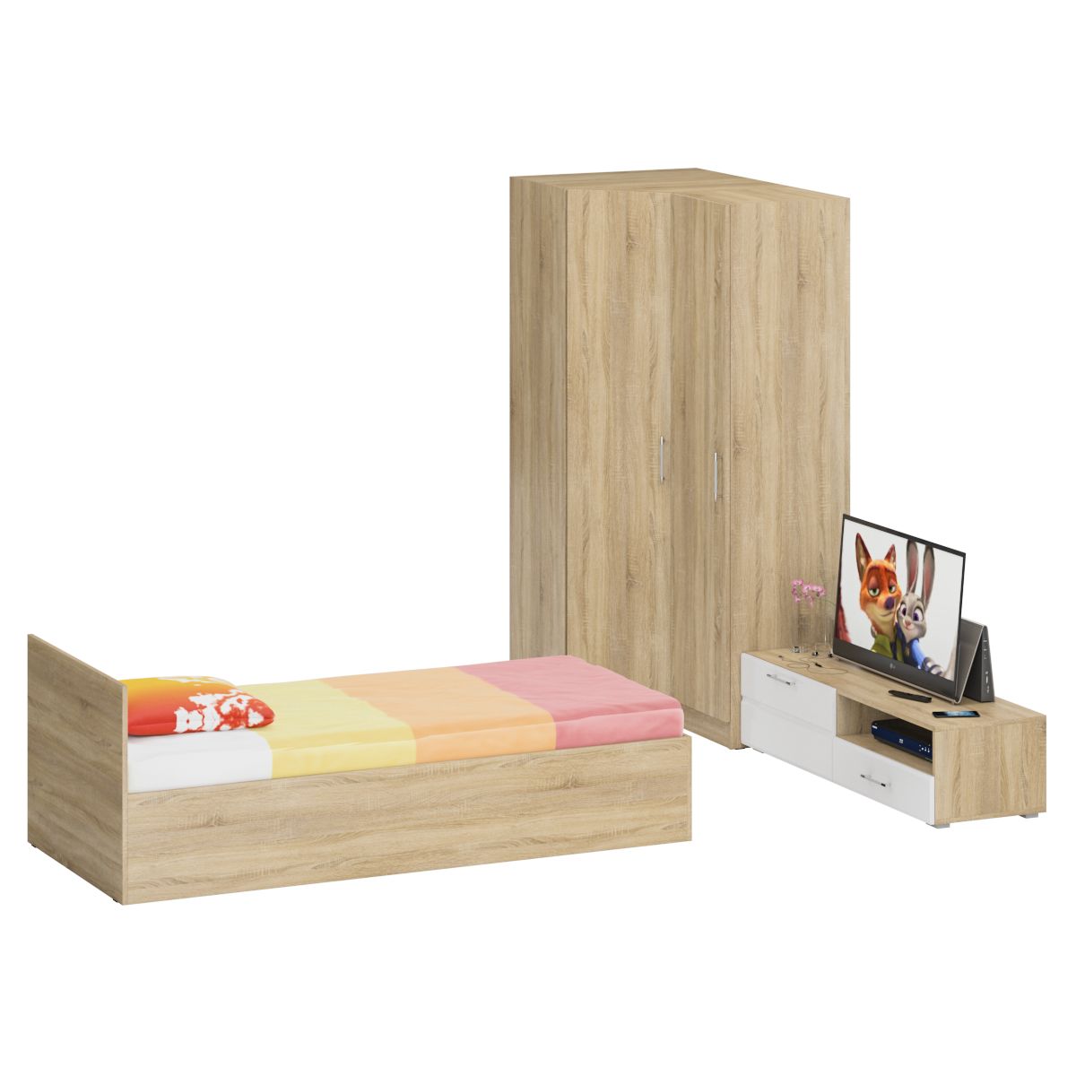 Мебель для спальни СВК Стандарт № 4 900 дуб сонома/белый глянец