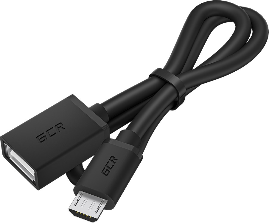OTG кабель GCR GCR-MB4AF-BB2S-1.0m USB - micro USB 1 м, черный