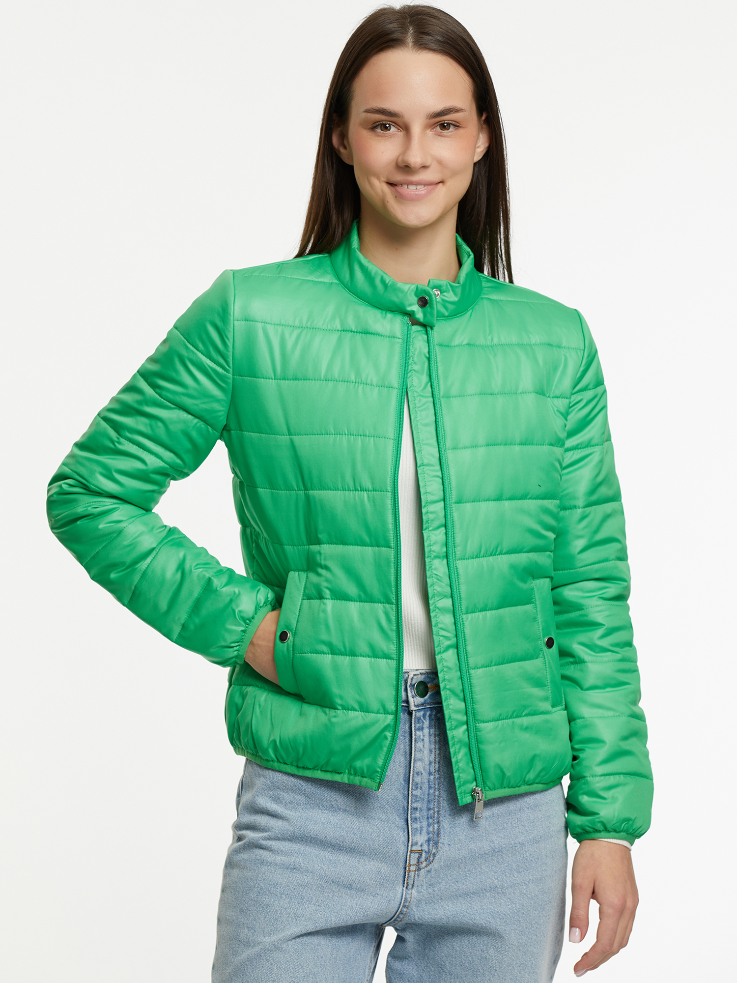 Куртка женская oodji 10203060B зеленая 42 EU