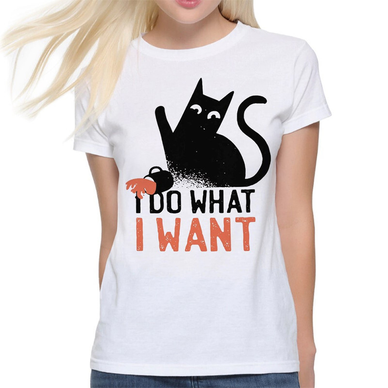 Футболка женская DS Apparel Кот Хулиган I Do What I Want 1 белая 3XL