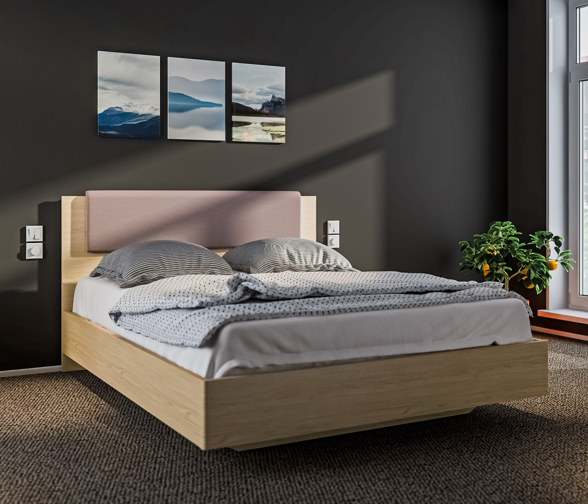 Двуспальная кровать СТОЛПЛИТ Афина СБ-3270 с основанием, без матраса, с мягким изголовьем