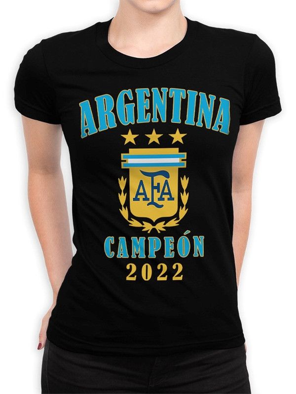 Футболка женская DS Apparel Сборная Аргентины Чемпионы Мира 2022 1 черная 3XL