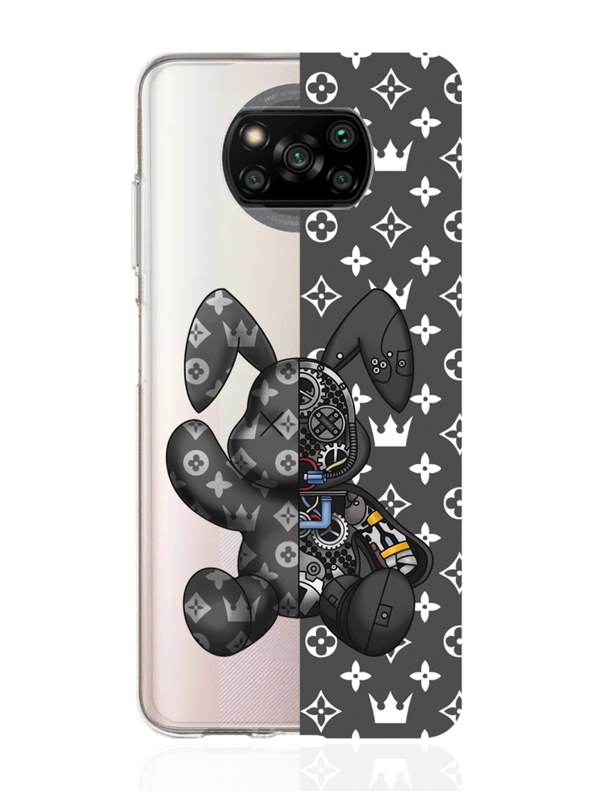 Чехол MustHaveCase для Xiaomi Poco X3 Bunny Серый прозрачный