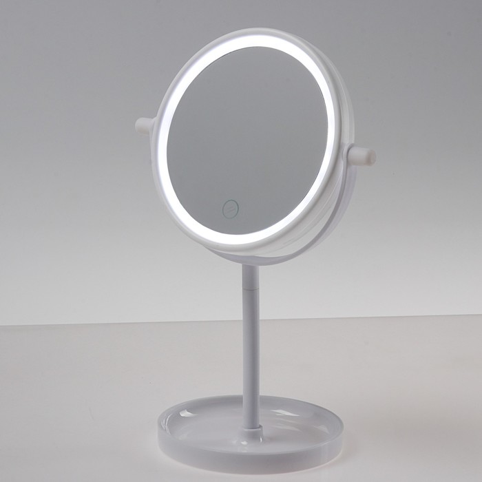 Зеркало Luazon KZ-04, подсветка, настольное, 19.5x13x29.5 см, 4хААА, сенсорная кнопка