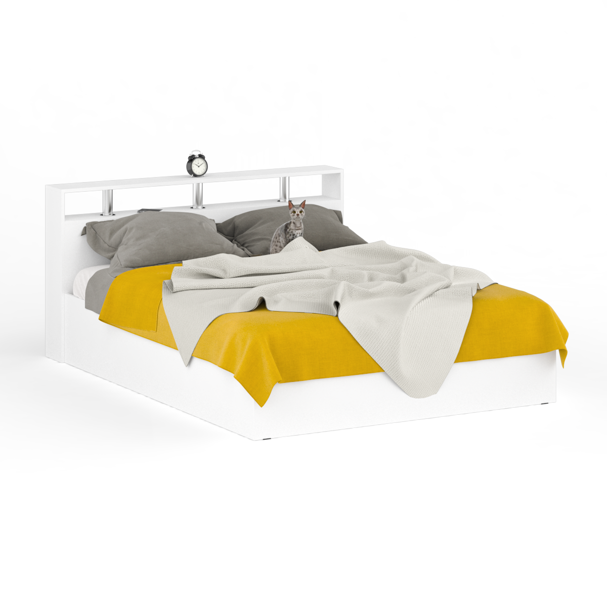 Кровать Камелия 1600+Осн белый, 164х204х88 см