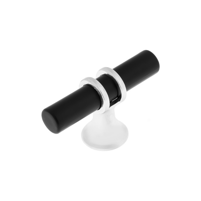 Ручка-кнопка CAPPIO, d=12 мм, пластик, цвет хром/черный