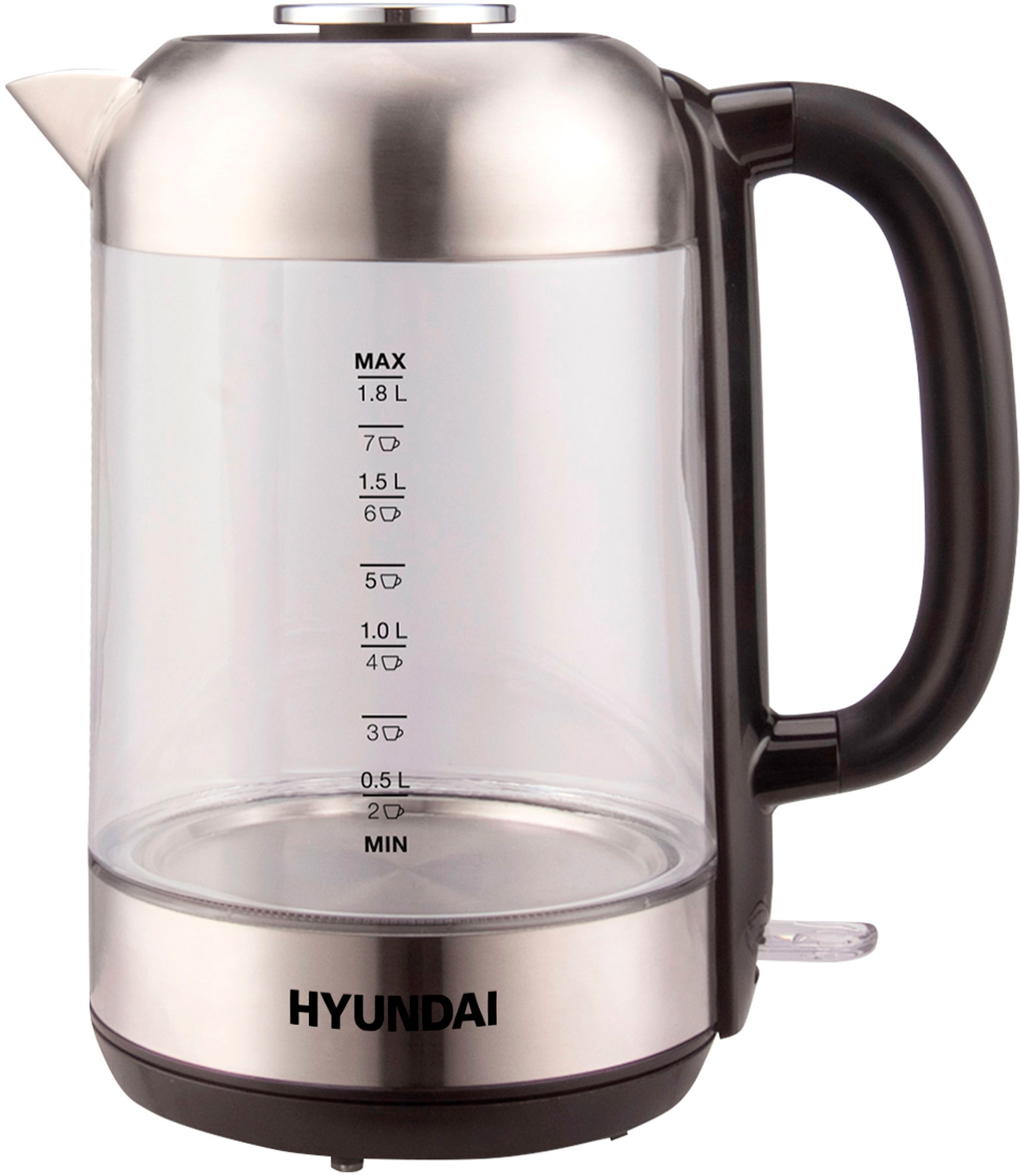 Чайник электрический Hyundai HYK-G4034 1.8л. 2200Вт черный, прозрачный