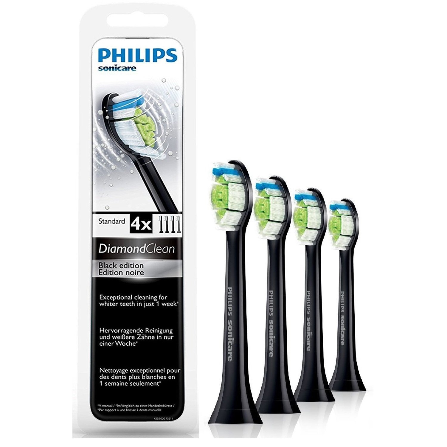 Насадки Philips Sonic Toothbrush Heads для электрической зубной щётки HX6064/11, black 4шт