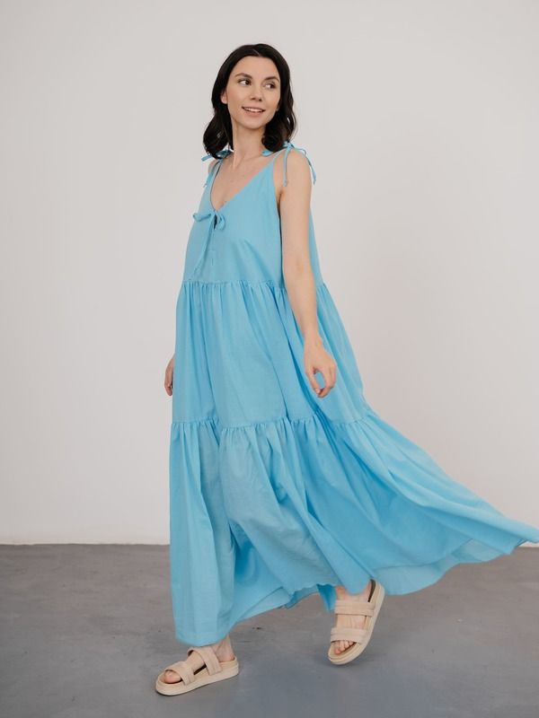 Платье женское Модный дом Виктории Тишиной Мэри голубое S