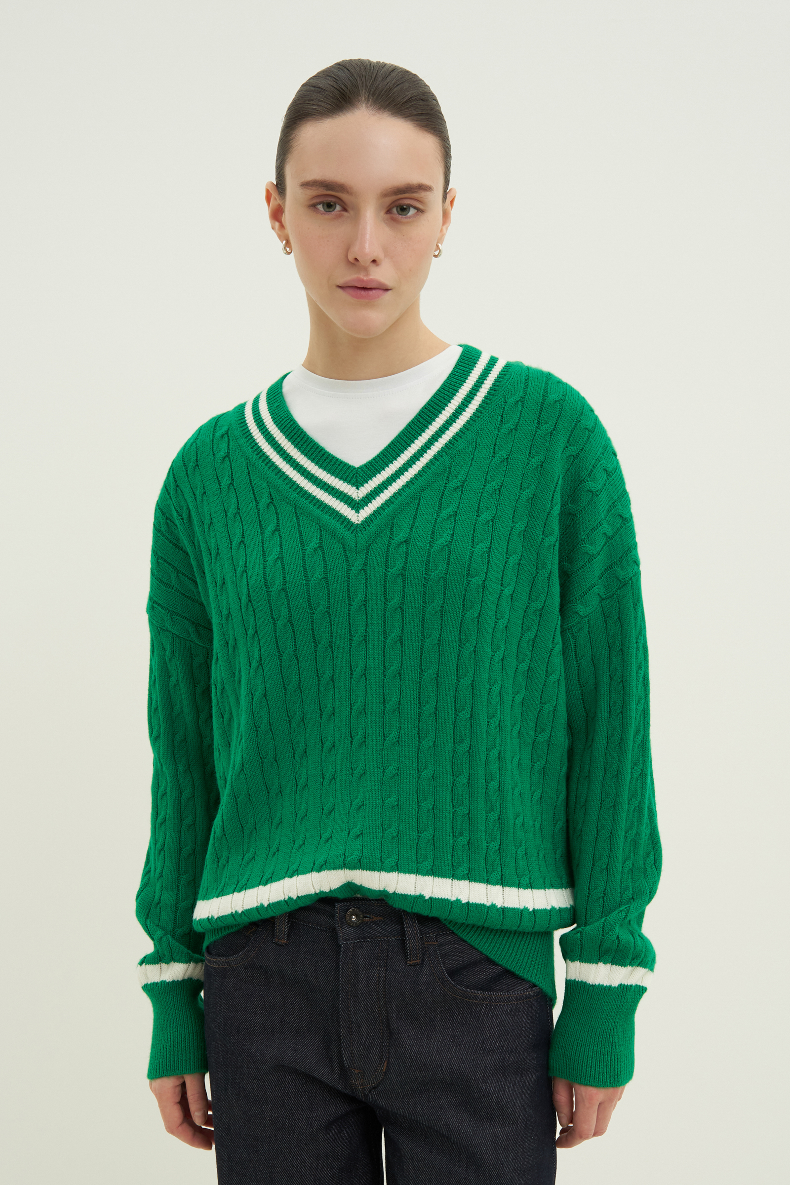 Пуловер женский Finn Flare FWD11100 зеленый M