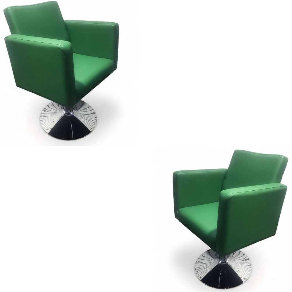 Парикмахерское кресло Мебель Бьюти Кубик, Зеленый, 2 кресла