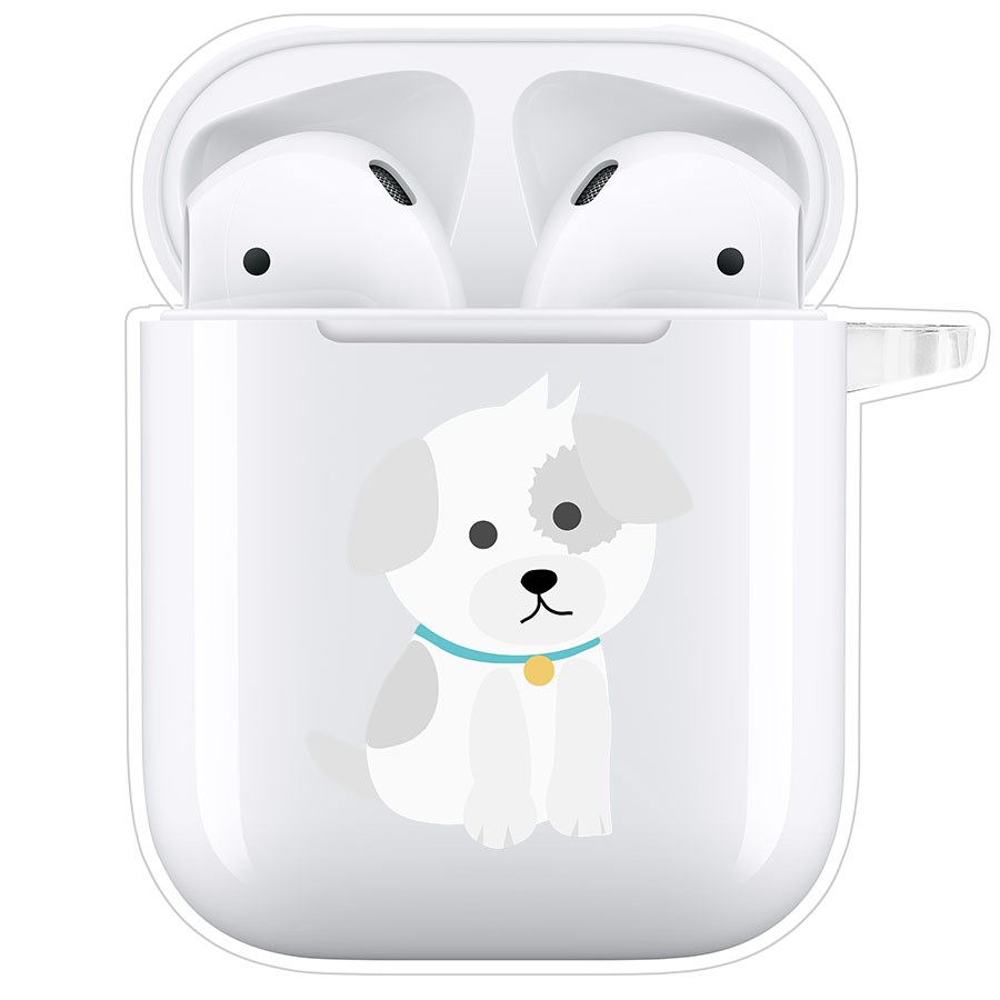 Чехол Krutoff Clear Case для AirPods 1 Белый щенок