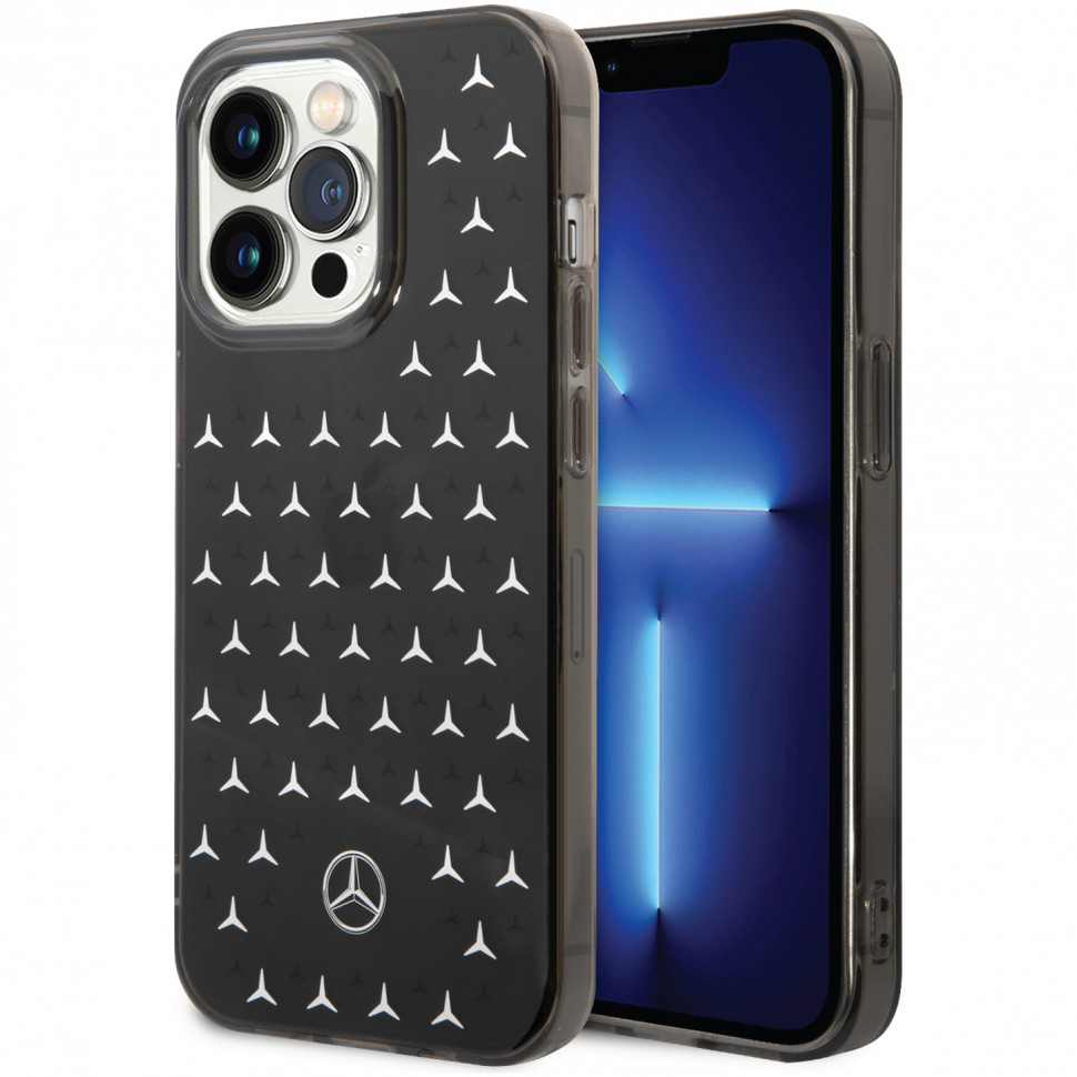 Чехол Mercedes Double layer Stars Hard для iPhone 14 Pro Черный