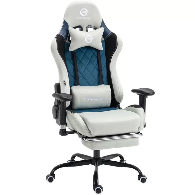 Кресло компьютерное Mega Мебель 306F Серо-синее с подножкой